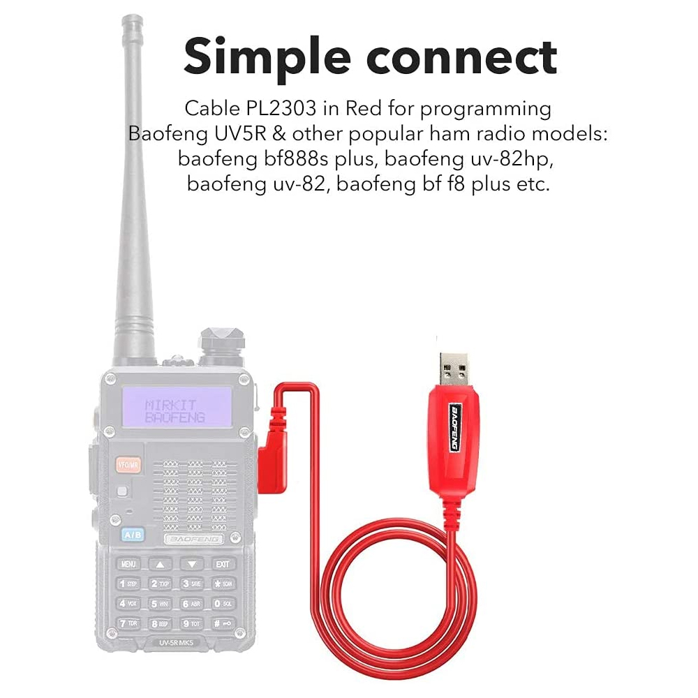 Baofeng Programming Cable for BAOFENG UV-5R/5RA/5R Plus/5RE, UV3R Plus, BF-888S, 5R EX, 5RX3, GA ...